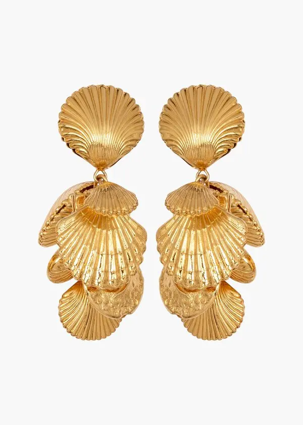 JENNIFER BEHR Aphrodite Shell Dangle Earrings - Gold