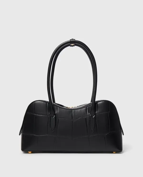 Stella McCartney Ryder Crocodile-embossed Shoulder Bag - Black
