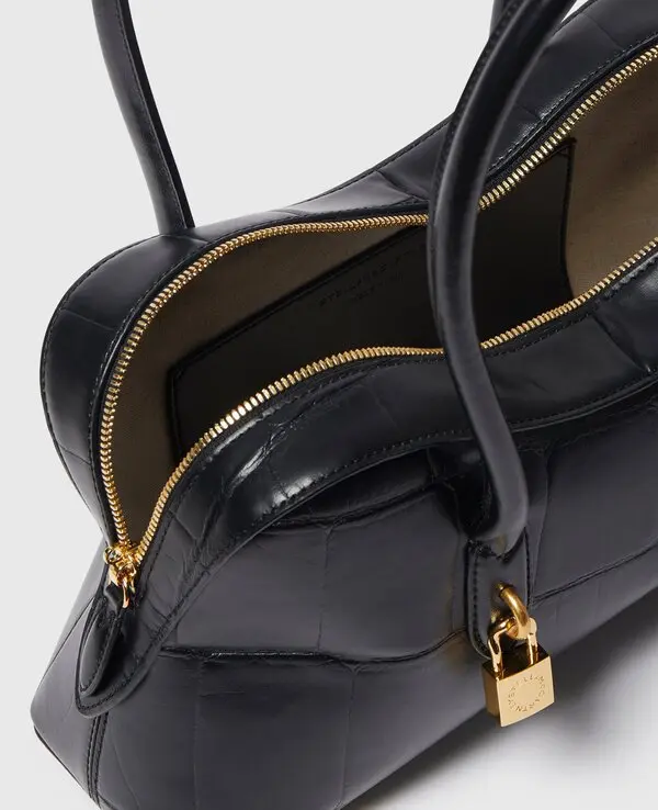 Stella McCartney Ryder Crocodile-embossed Shoulder Bag - Black