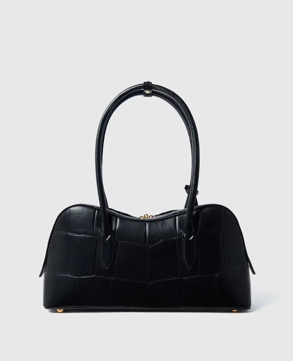 Stella McCartney Ryder Crocodile-embossed Shoulder Bag - Black