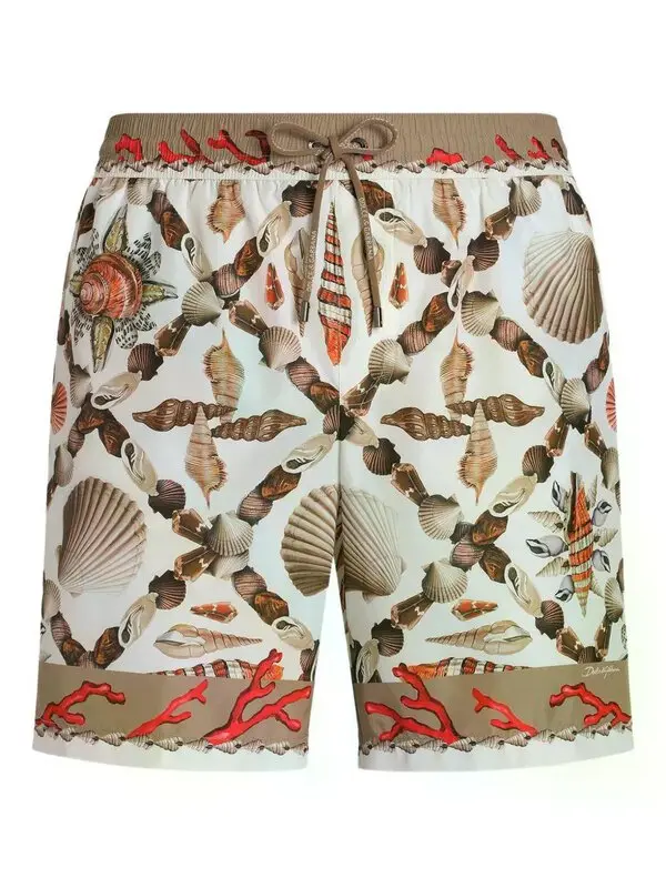 Dolce & Gabbana Printed Swim Shorts - Neutrals
