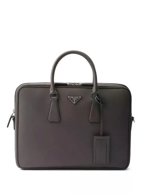 Prada Saffiano Leather Briefcase - Grey