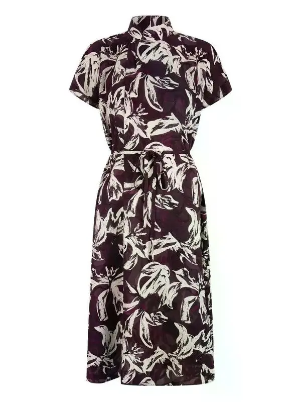 Shanghai Tang Silk Floral Print Dress