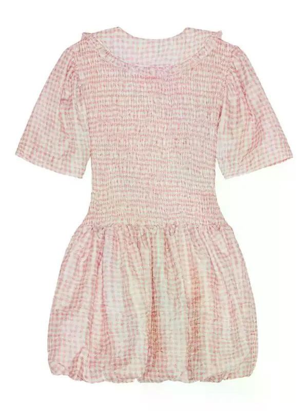 knee length dresses for ladies Ganni LIGHT PINK OVERDYED HEAVY DENIM MINI DRESS main image 0