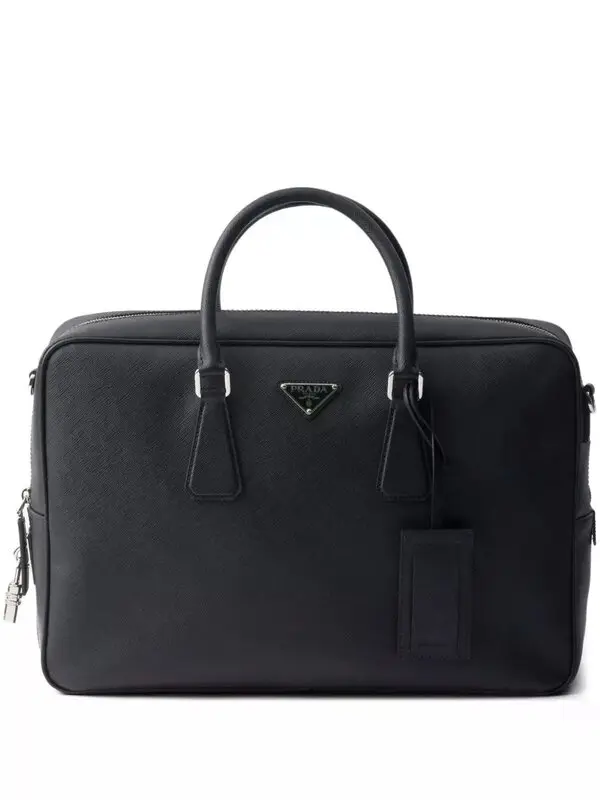 Prada Textured-leather Briefcase - Black