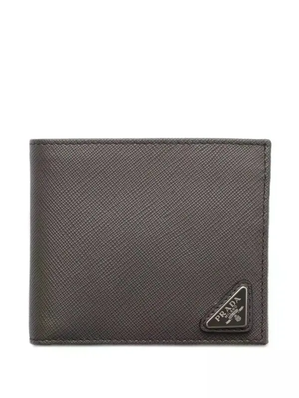 Prada Textured-leather Bi-fold Wallet - Grey