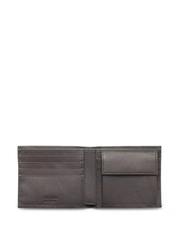 Prada Textured-leather Bi-fold Wallet - Grey