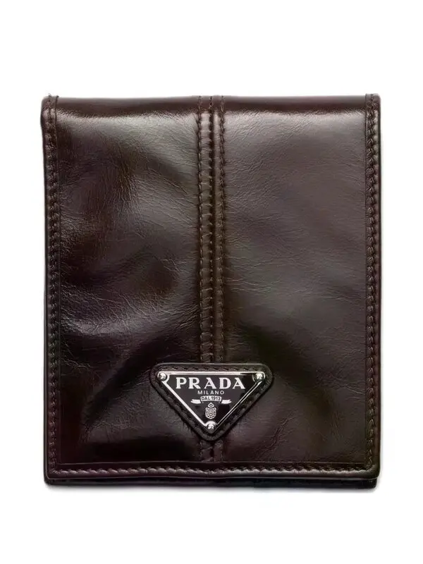 Prada Logo-plaque Leather Wallet - Brown