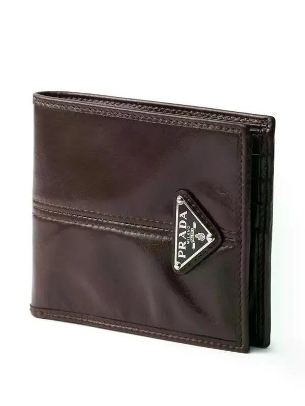 Prada Logo-plaque Leather Wallet - Brown