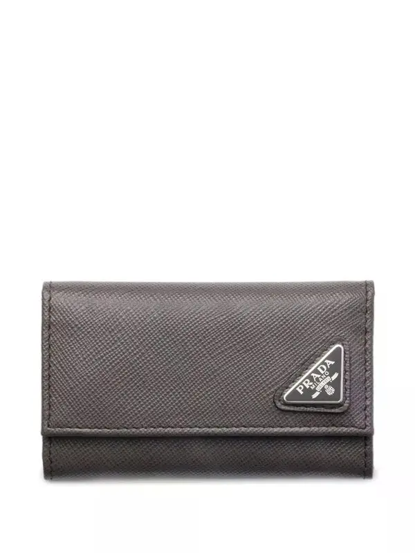Prada Textured Key Case - Grey