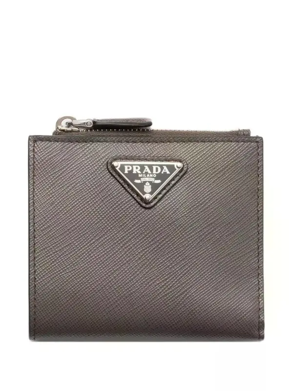Prada Small Saffiano-leather Wallet - Grey