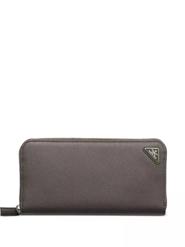 Prada Textured Zip-around Wallet - Grey