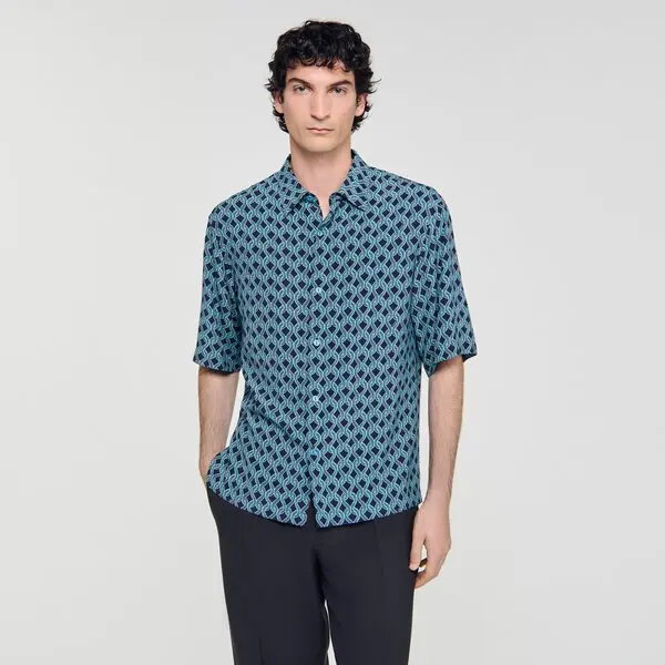 Sandro Rope Print Shirt - Navy Blue