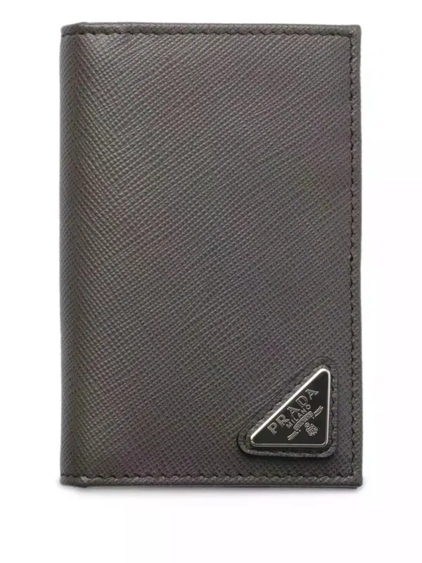 Prada Saffiano Leather Card Holder - Grey