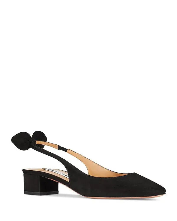 AQUAZZURA Very Bow Tie 35 Slingback Flats - Black