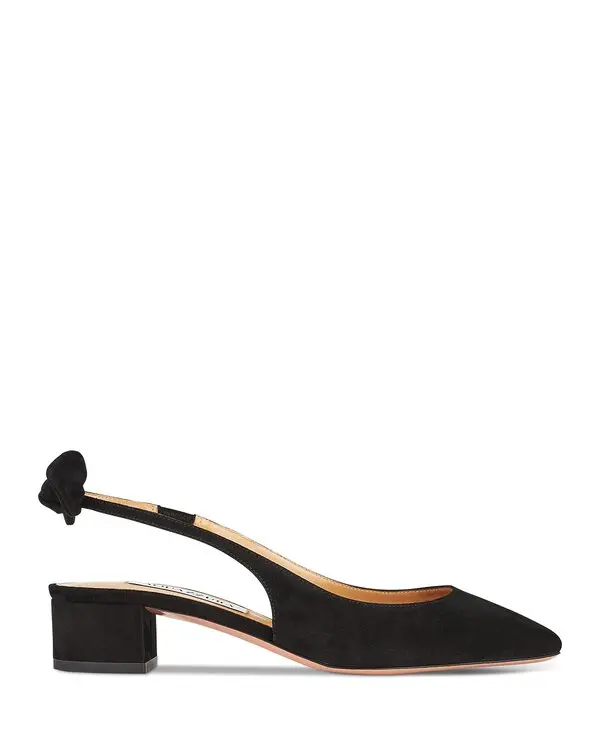 AQUAZZURA Very Bow Tie 35 Slingback Flats - Black