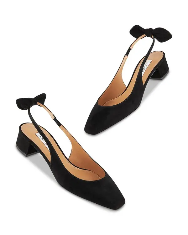 AQUAZZURA Very Bow Tie 35 Slingback Flats - Black