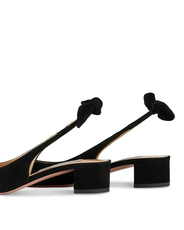 AQUAZZURA Very Bow Tie 35 Slingback Flats - Black