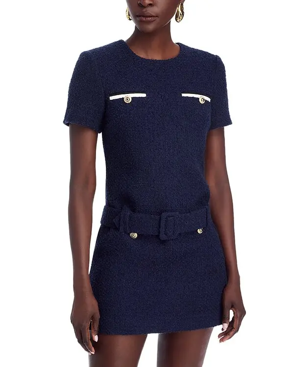 Self-Portrait Boucle Mini Dress - Blue - 50% Off | Editorialist