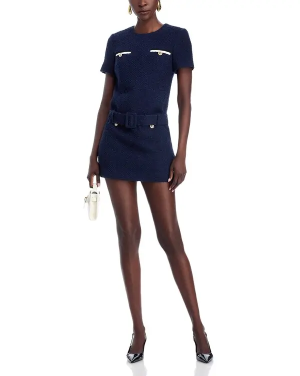 Self-Portrait Boucle Mini Dress - Blue - 50% Off | Editorialist