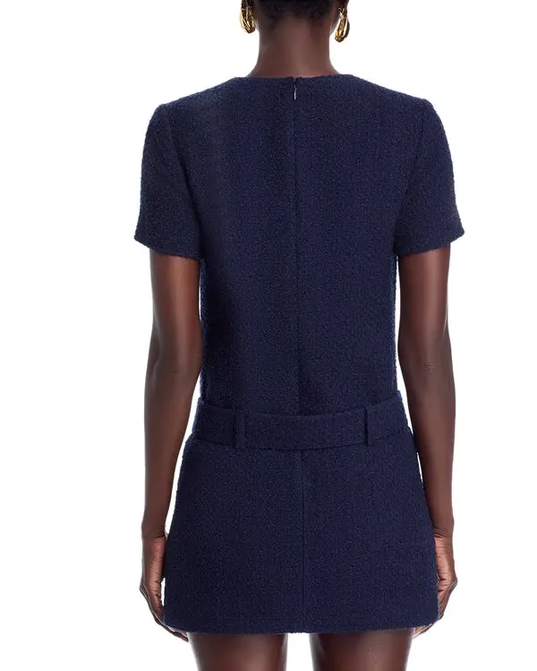 Self-Portrait Boucle Mini Dress In Blue - 50% Off | Editorialist