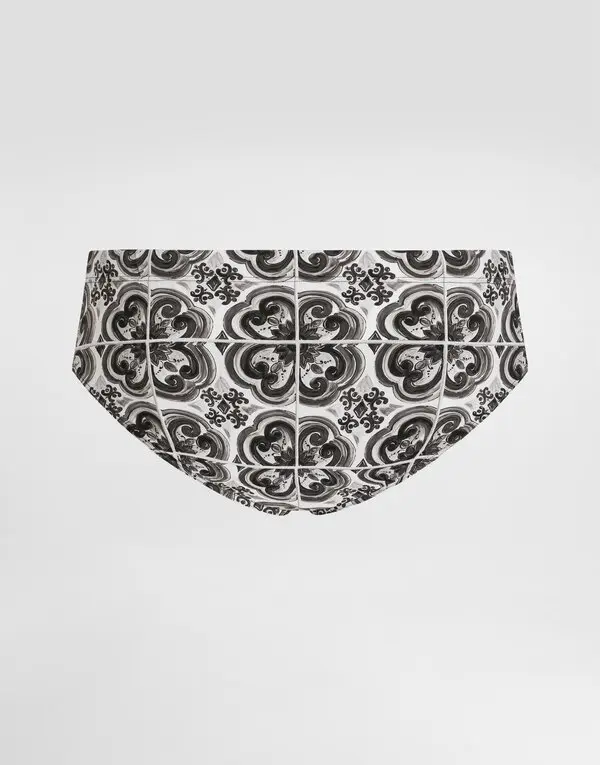 Dolce & Gabbana Majolica-print High Swim Briefs - Multicolor