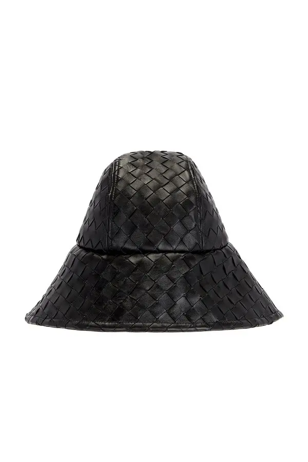 Bottega Veneta Intrecciato Leather Hat - Black