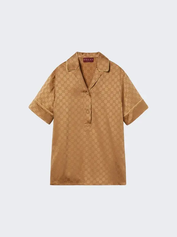 Gucci Gg Satin Shirt - Brown