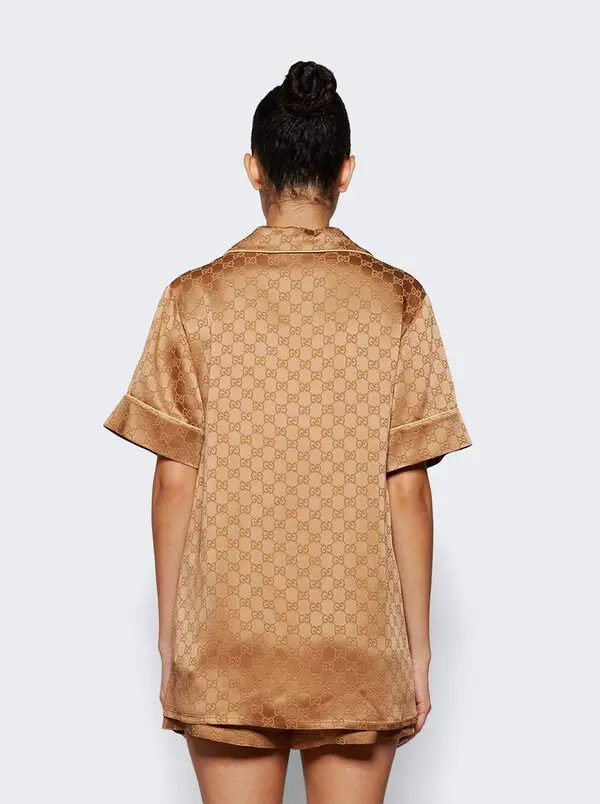 Gucci Gg Satin Shirt - Brown