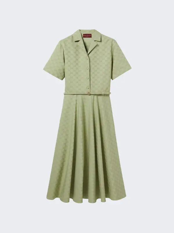 Gucci Gg Gabardine Midi Dress - Reseda
