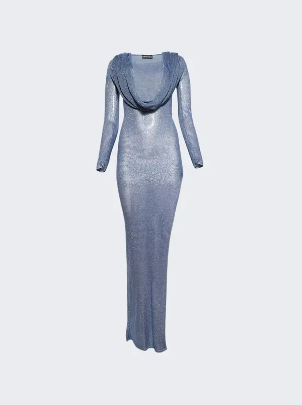 David Koma Plunge Neckline Rhinestone Gown