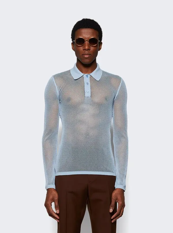 Gucci Long Sleeve Polo Petroleum