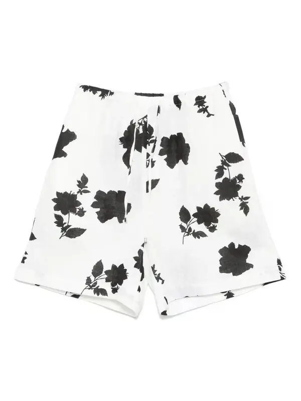 Liviana Conti Floral Print Linen Shorts - White