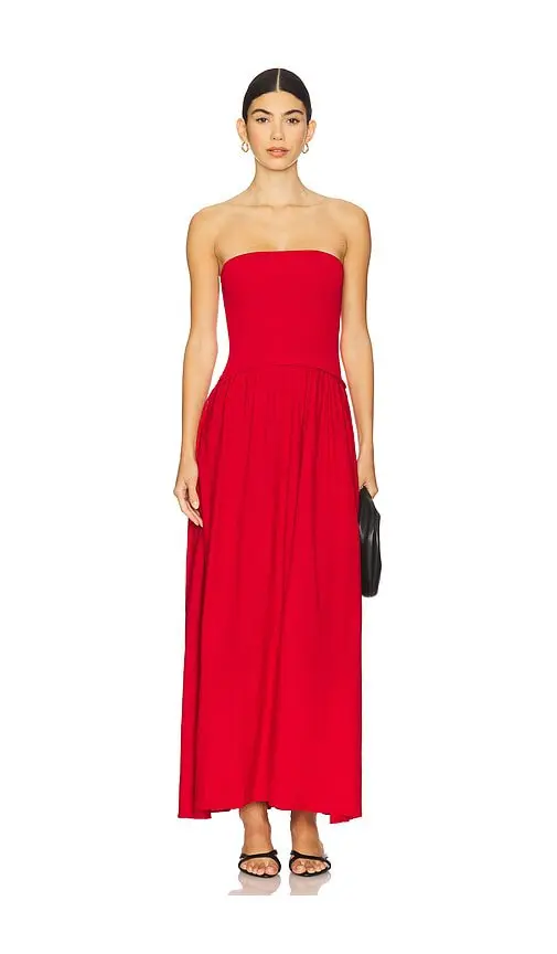 Solid & Striped Strapless Soglio Dress - Red