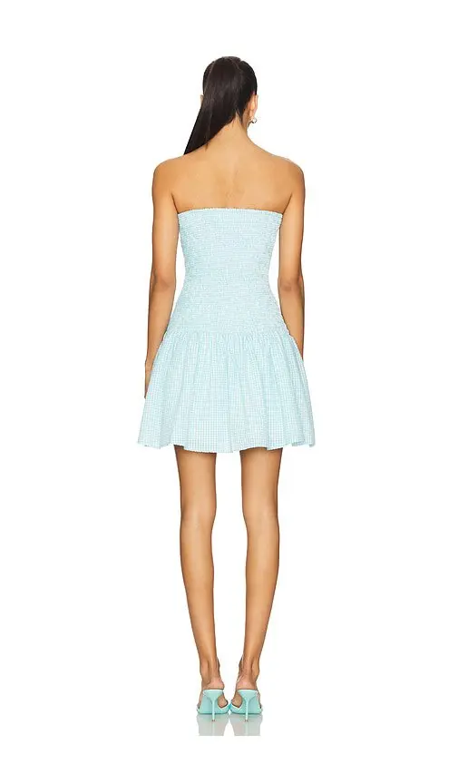 Line & Dot Suree Gingham Ruched Bodice Strapless Mini Dress