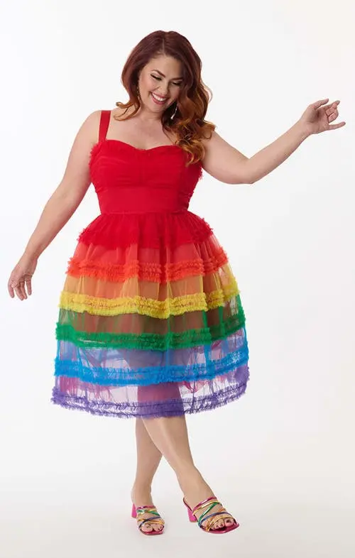 Unique Vintage Tiered Sheer Swing Dress
