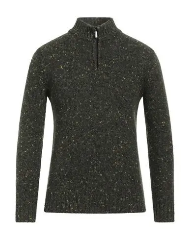 MOORER Sweater With Half-zip Neckline In Wool Blend - Dark Green