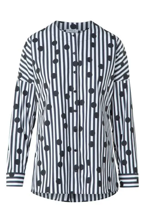 Akris Polka Dot Stripe Cotton Tunic