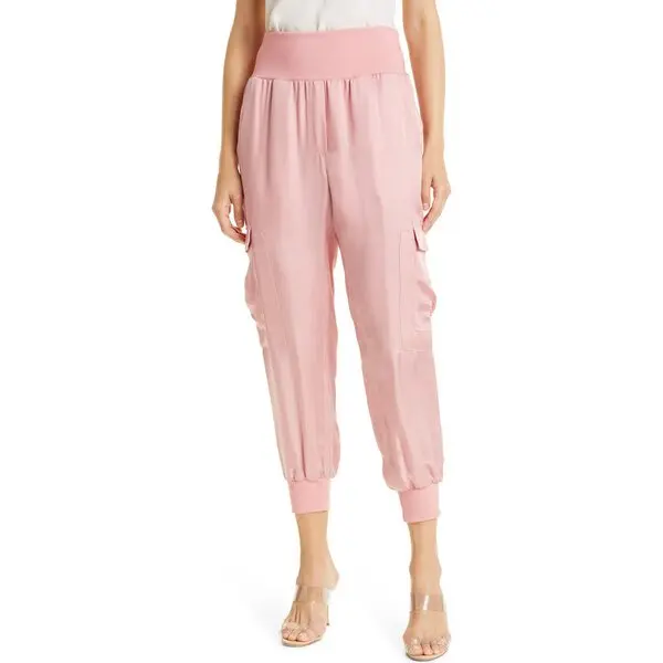 Cinq À Sept Giles Cupro Crop Cargo Joggers - Blush