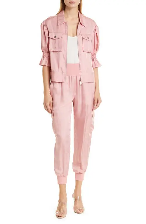 Cinq À Sept Giles Cupro Crop Cargo Joggers - Blush