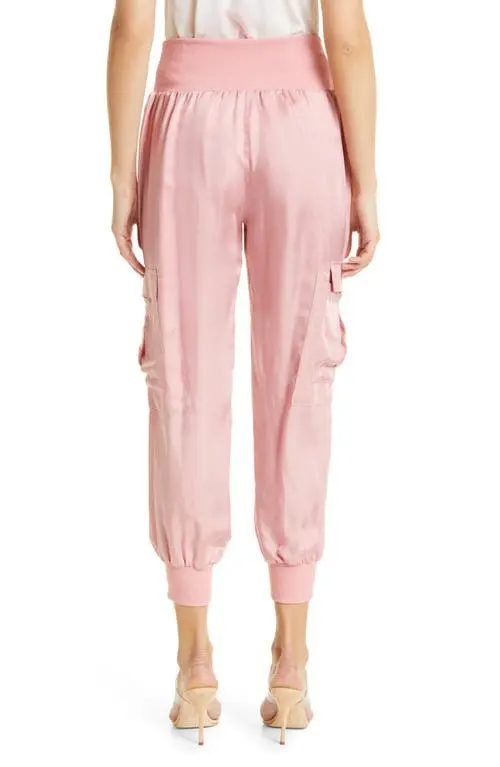 Cinq À Sept Giles Cupro Crop Cargo Joggers - Blush