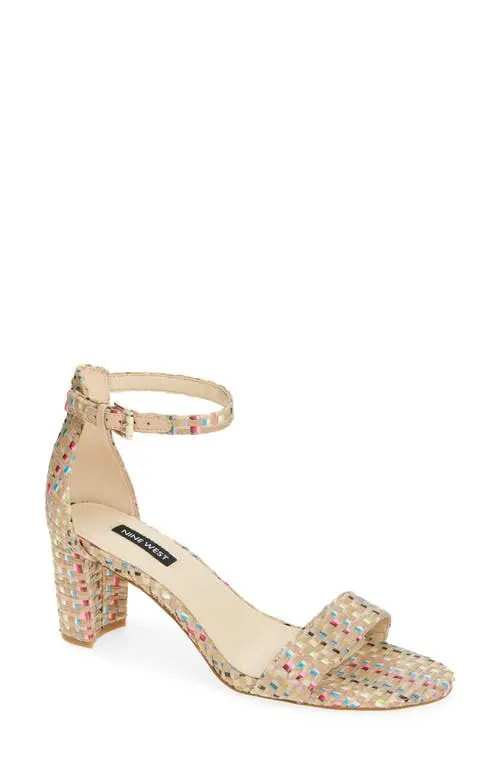 Nine West Ankle Strap Sandal - Light Natural Multi