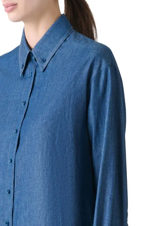 Akris Oversize Denim Button-down Shirt