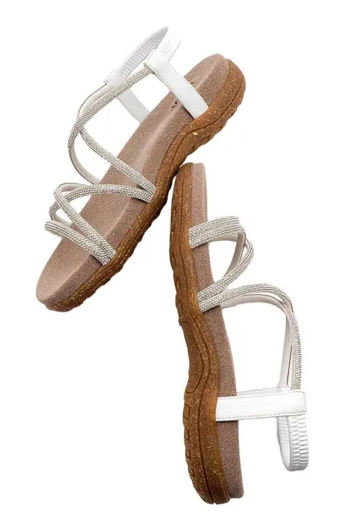 PROLOGUE SHOES Ever Embellished Sandals - White Faux Leather