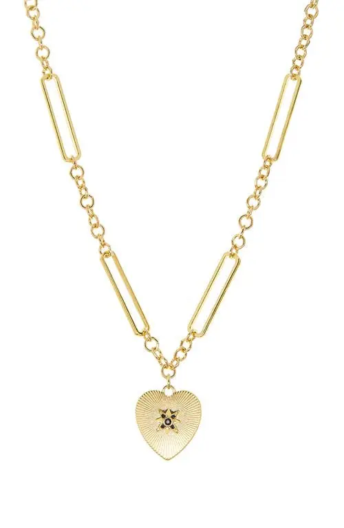 MARLYN SCHIFF Etched Heart Pendant Necklace - Gold Montana