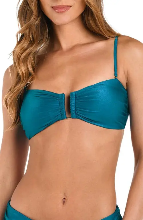 L'Agence Krysta Metallic Bandeau Bikini Top - Viridian