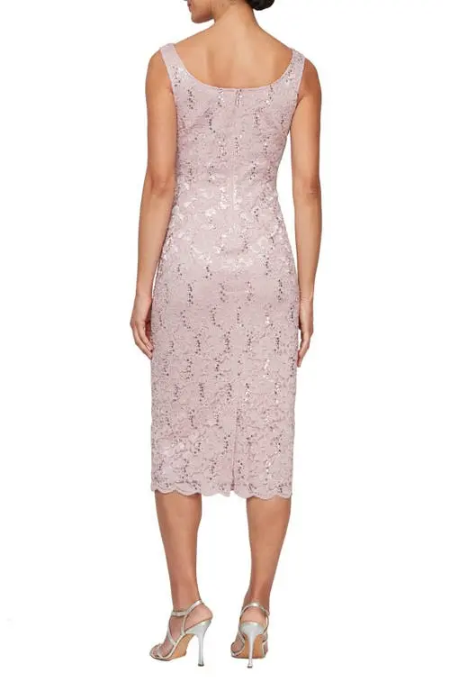 SL FASHIONS Lace Dress And Jacket Set - Blush