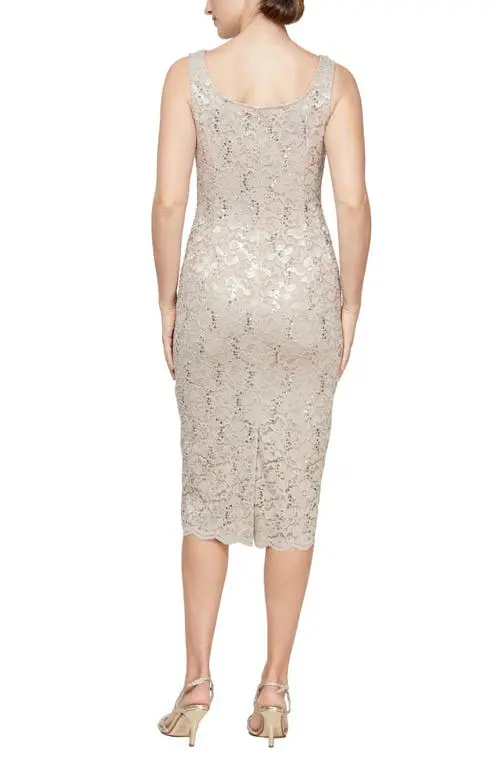 SL FASHIONS Lace Dress And Jacket Set - Champagne