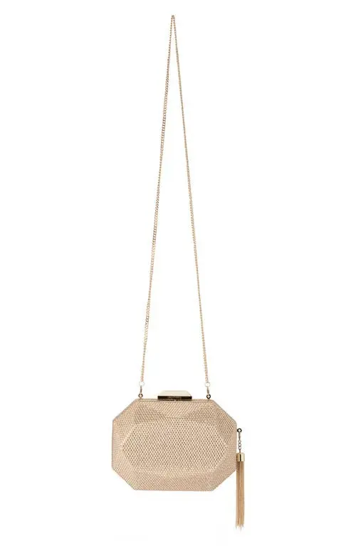 OLGA BERG Hotfix Tassel Structured Clutch - Gold