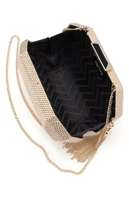 OLGA BERG Hotfix Tassel Structured Clutch - Gold